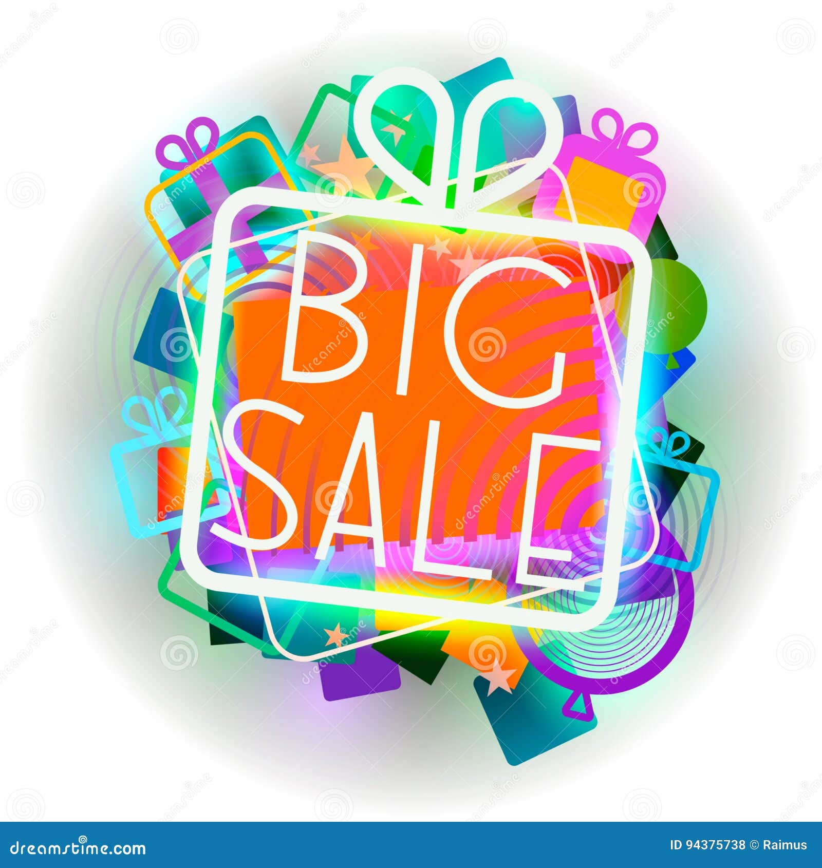 Big sale colorful emblem stock vector. Illustration of shine - 94375738