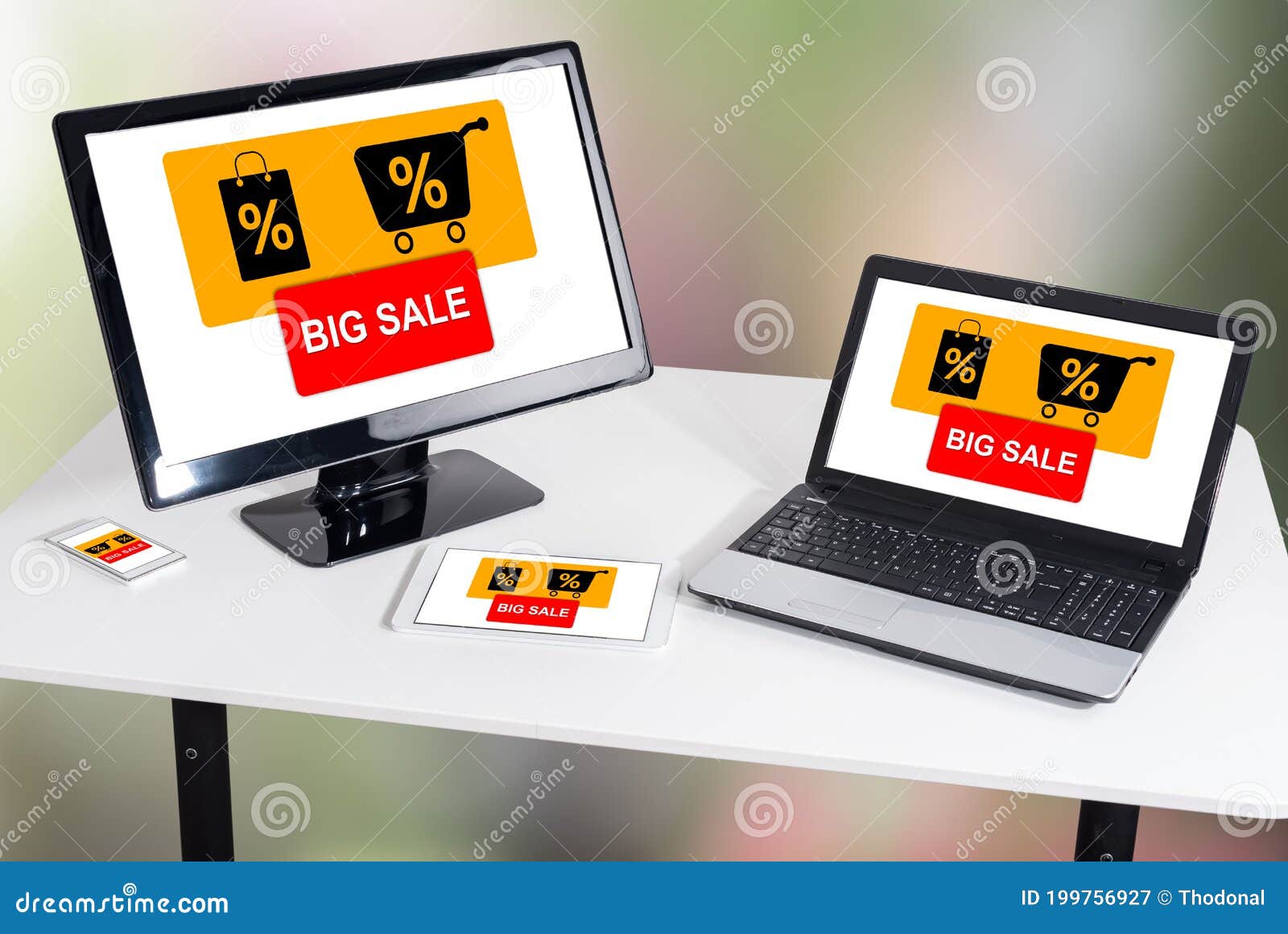 Big Sale Concept on Different Devices Stock Image - Image of tablet ...