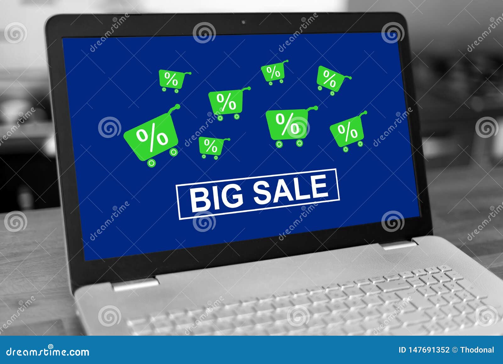 Big Sale Concept on a Laptop Stock Photo - Image of store, advertising ...