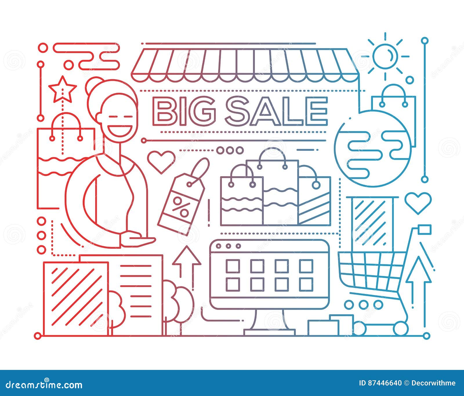Big Sale - Line Design Composition - Color Gradient Stock Vector ...