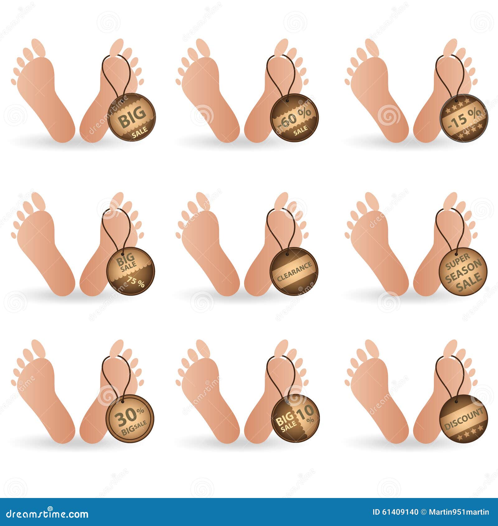 Big Sale Set of Tag Label on Human Foot Eps10 Stock Vector ...