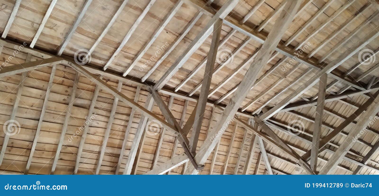 Big Saloon Wooden Ceiling Architecture with Beams Stock Image - Image ...