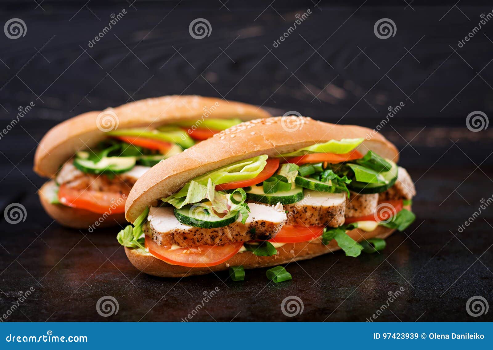 Big Sandwich with Chicken Breasts Stock Image - Image of bread, gourmet ...