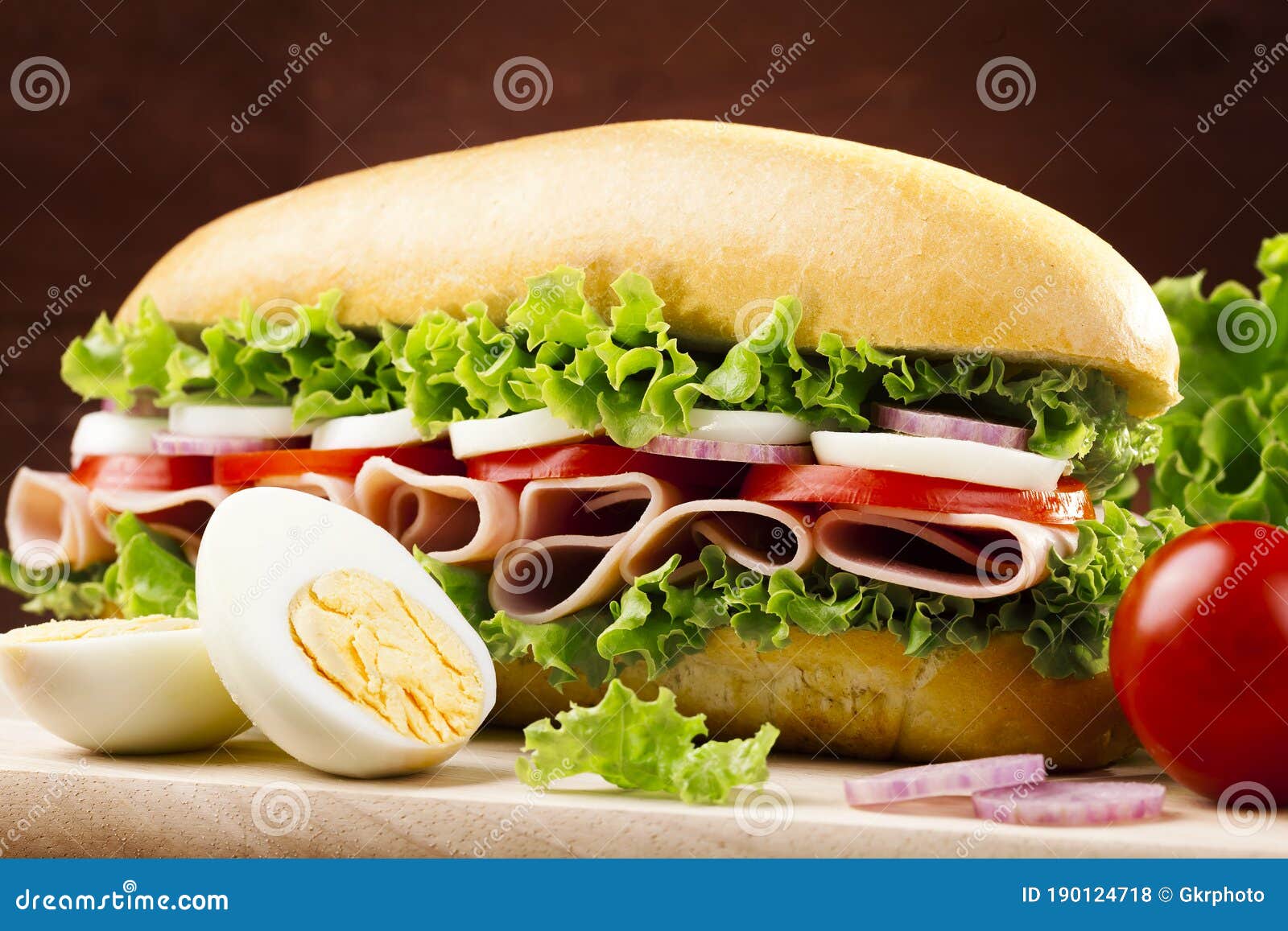 Big Sandwich with Ham, Cheese and Vegetables Stock Photo - Image of ...