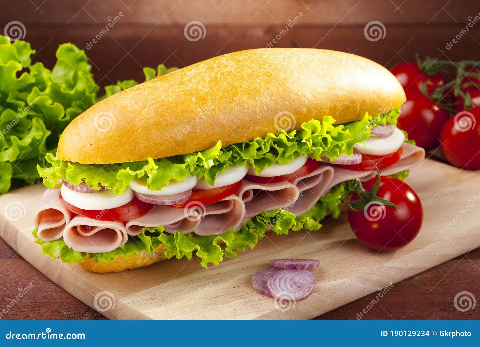 Big Sandwich with Ham, Cheese and Vegetables Stock Photo - Image of ...