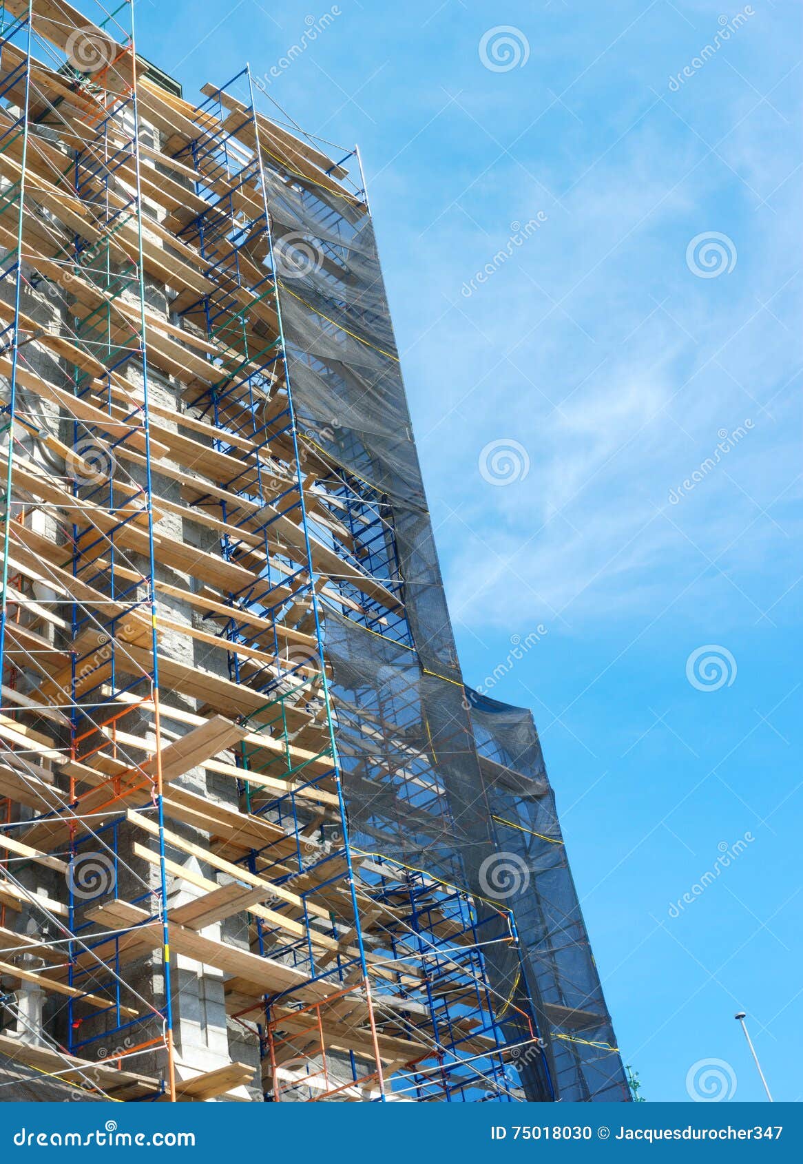 Big Scaffolding Construction Site Scaffold on Blue Sky Perspective View ...