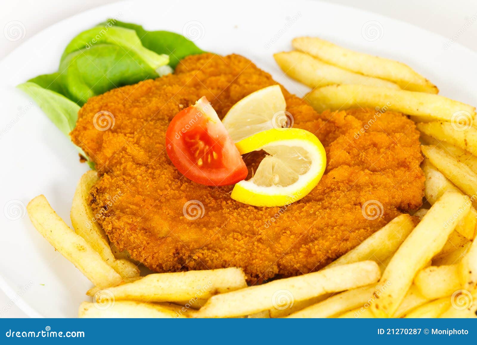 Big Schnitzel-Escalope with Salad Stock Image - Image of french ...