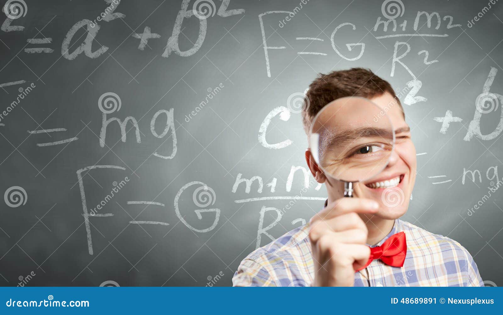 Big science head stock image. Image of magnifier, looking - 48689891