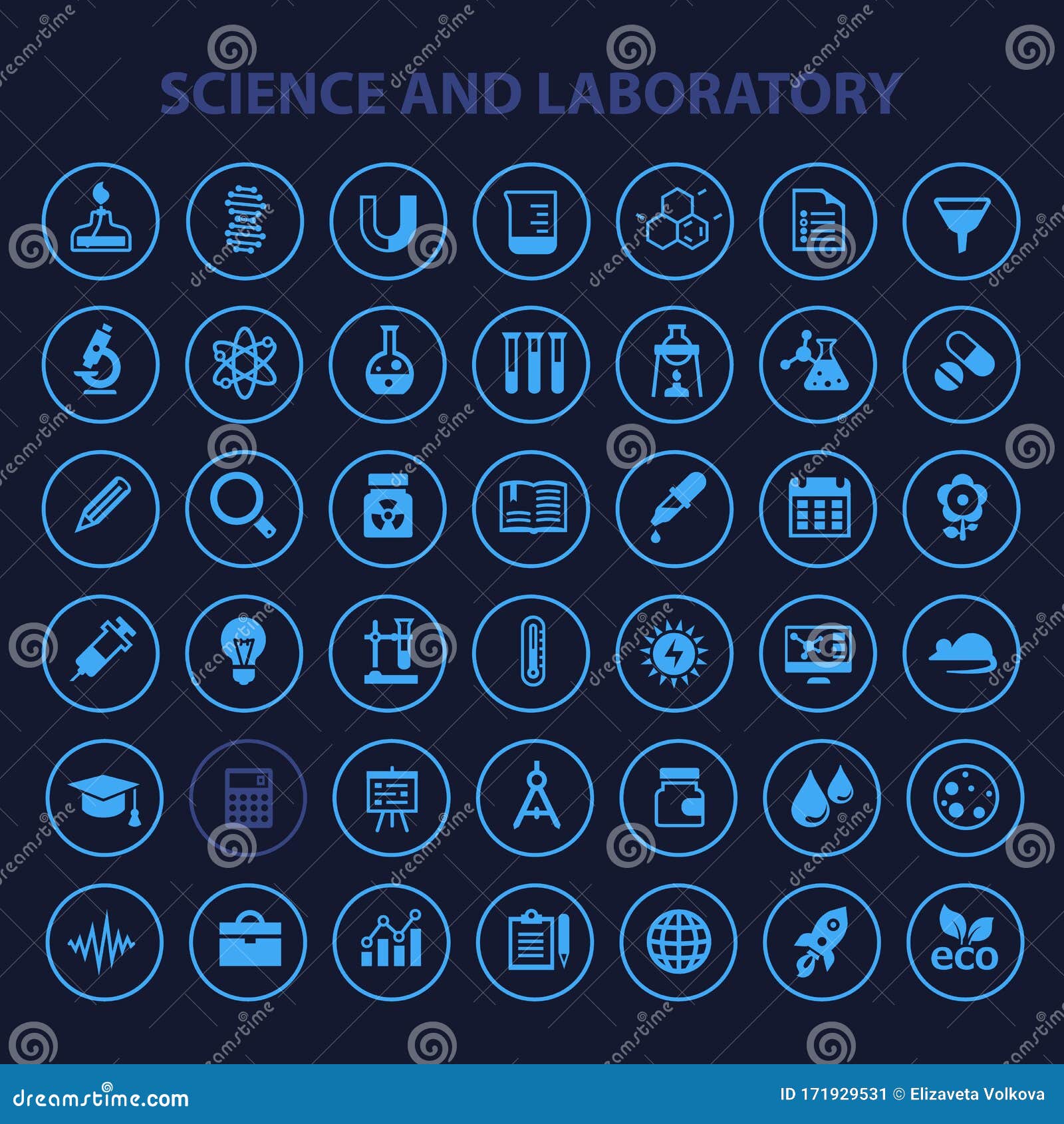 Big Science Icon Set, Trendy Flat Icons Stock Vector - Illustration of banner, marketing: 171929531