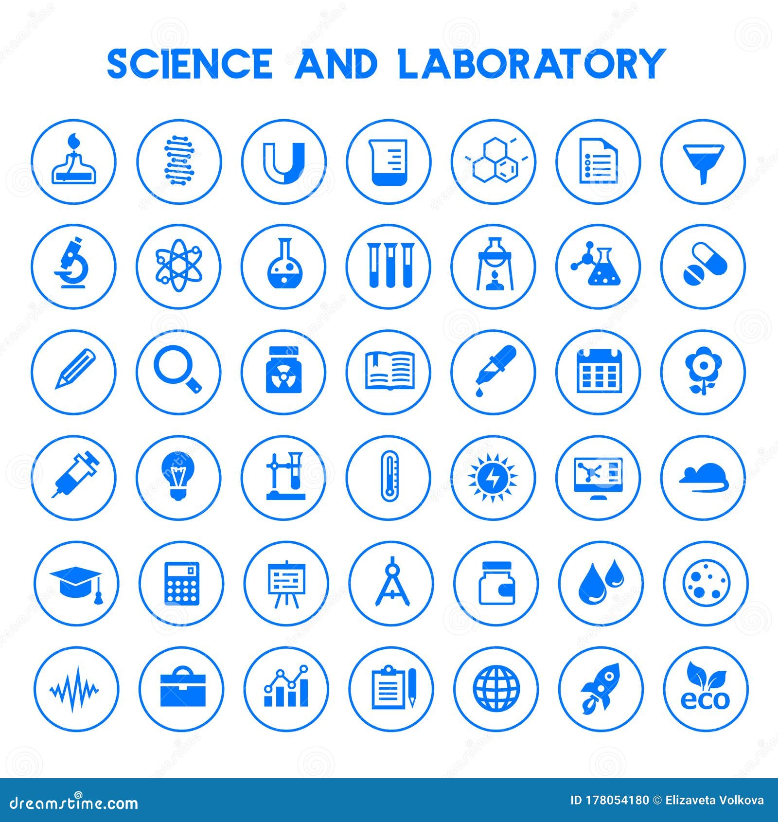 Big Science Icon Set, Trendy Flat Icons Stock Vector - Illustration of ...