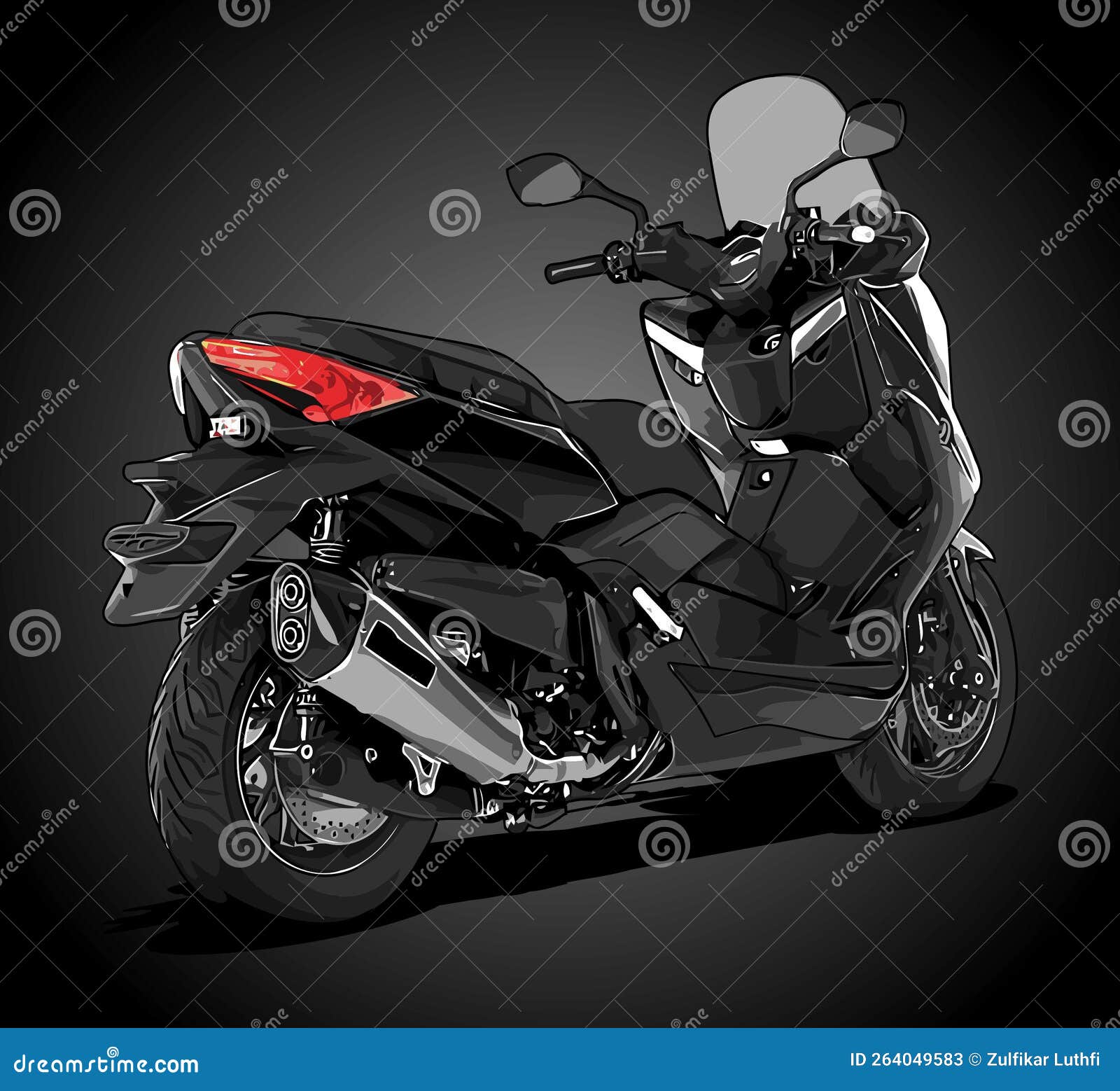 Big scooter back view stock vector. Illustration of motor - 264049583