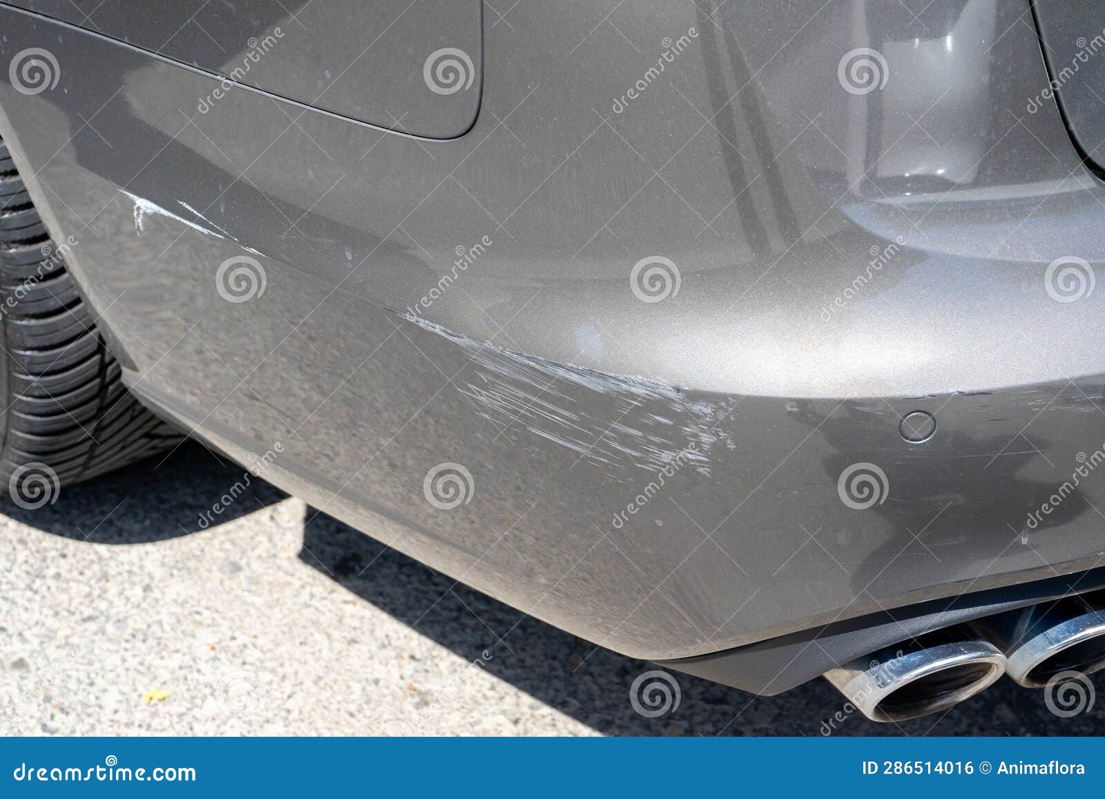 Big scratch on the bumper stock photo. Image of collision - 286514016
