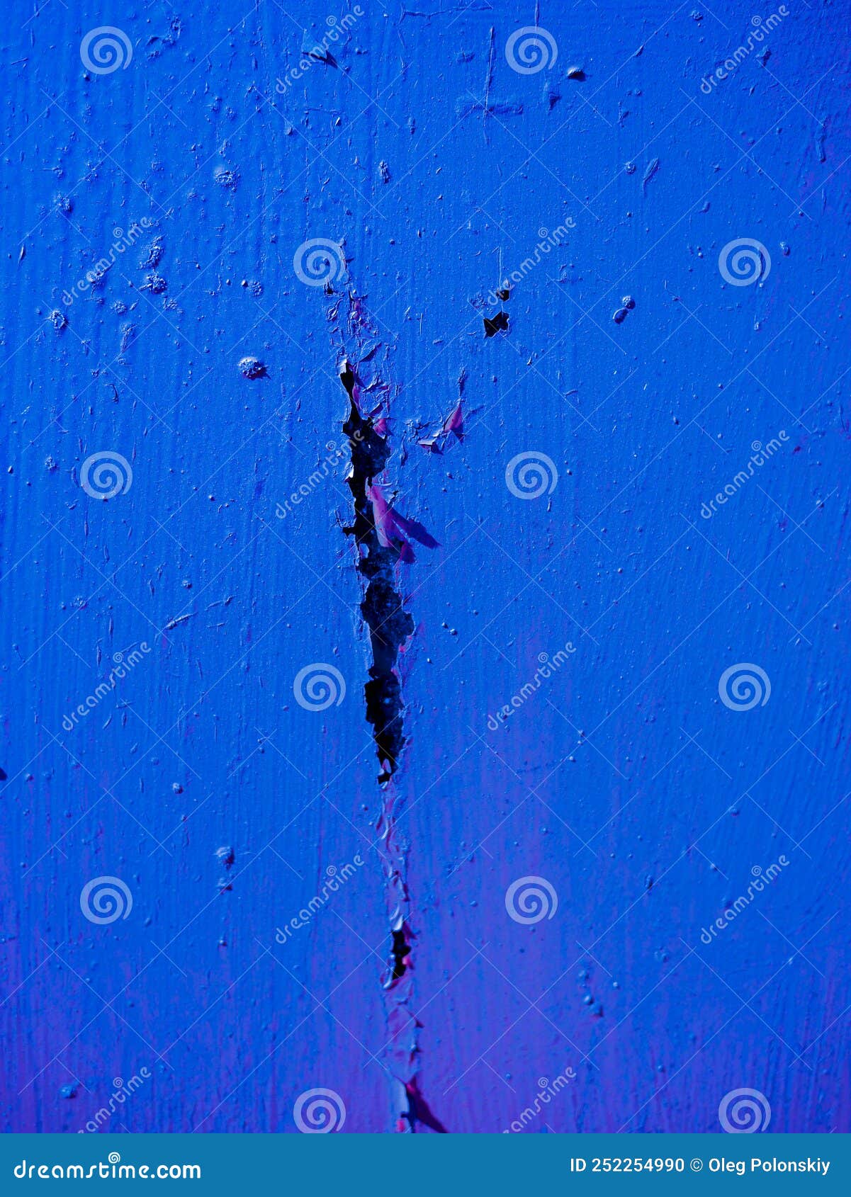 Big Scratch on the Wall with Blue Paint. Stock Photo - Image of ...