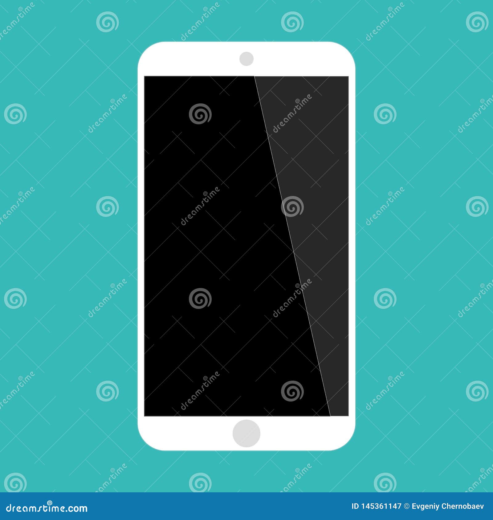 Big Screen Smartphone White Color Front View Mobile Phone on Green ...