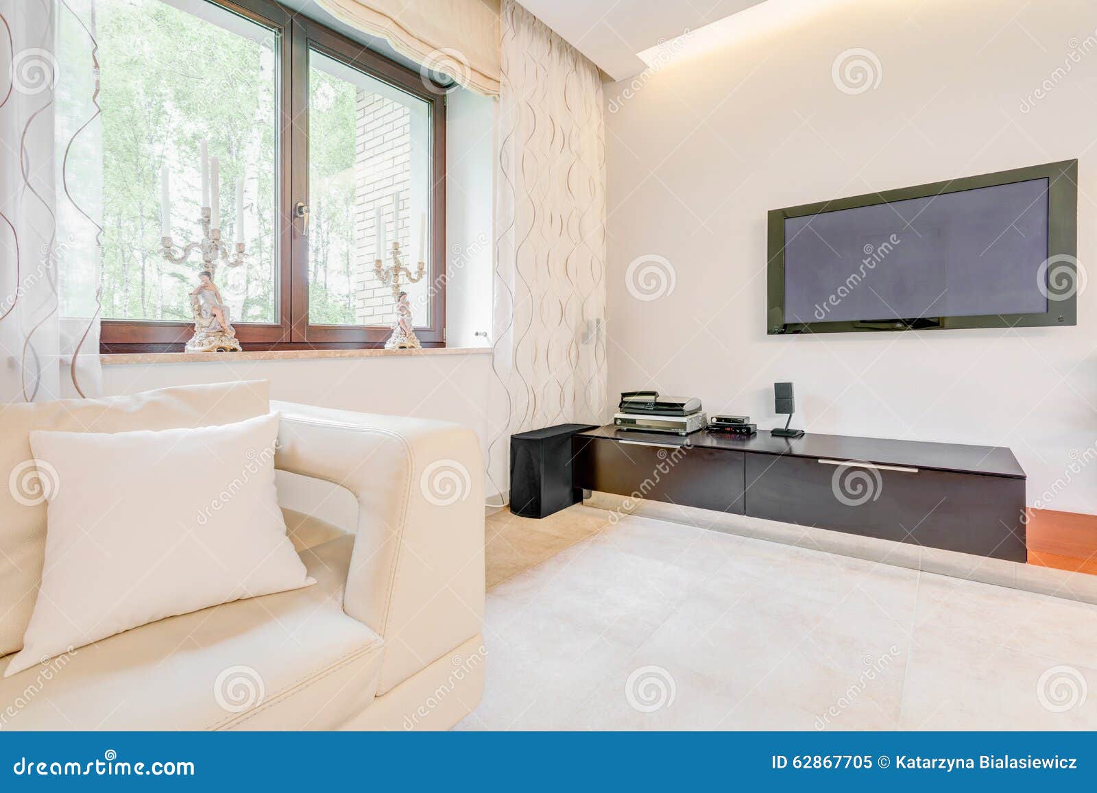 Big screen TV stock image. Image of interior, modern - 62867705