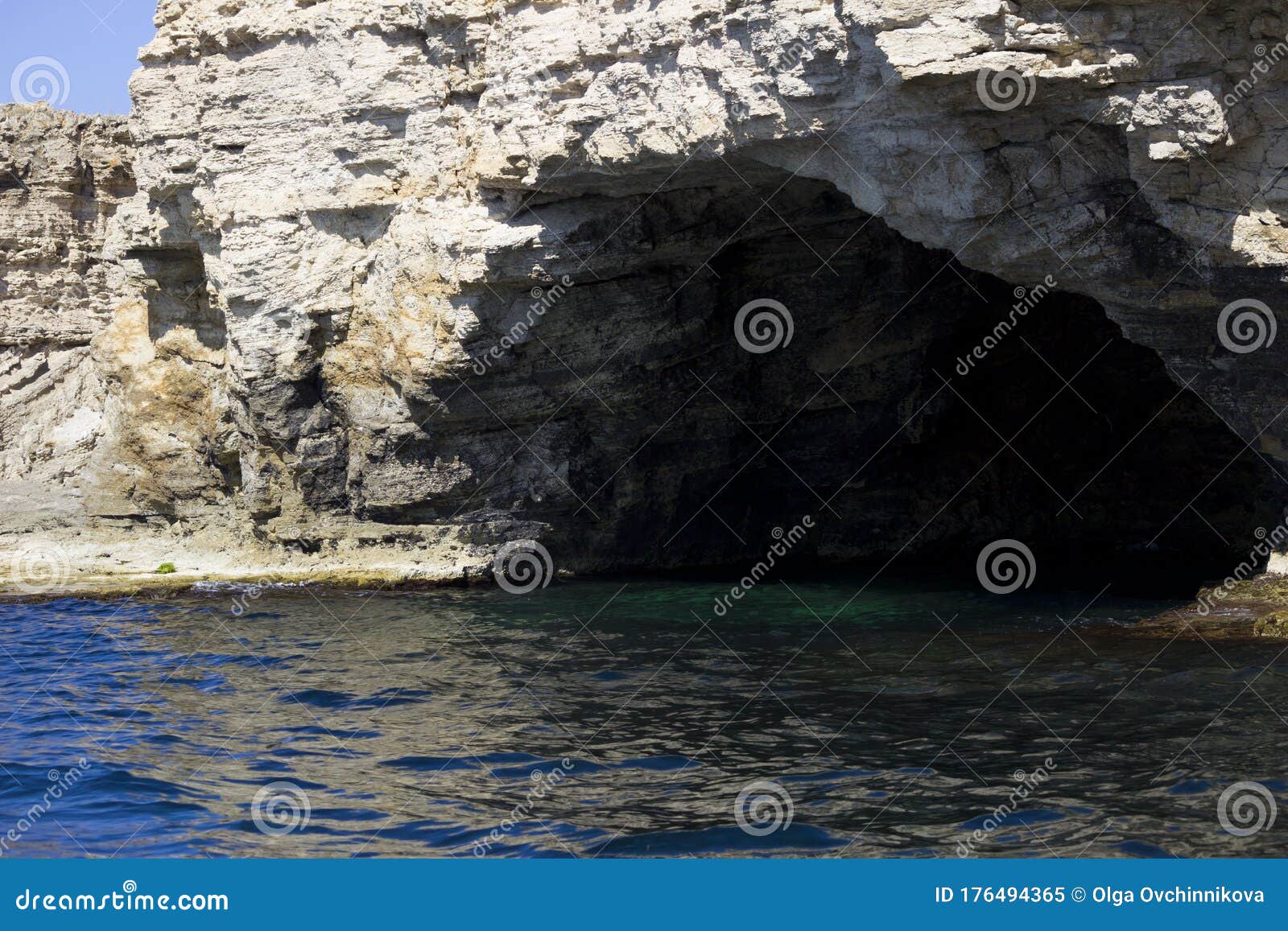 Big Sea Grotto in the Mountain. the Structure of the Rocky Surface is ...