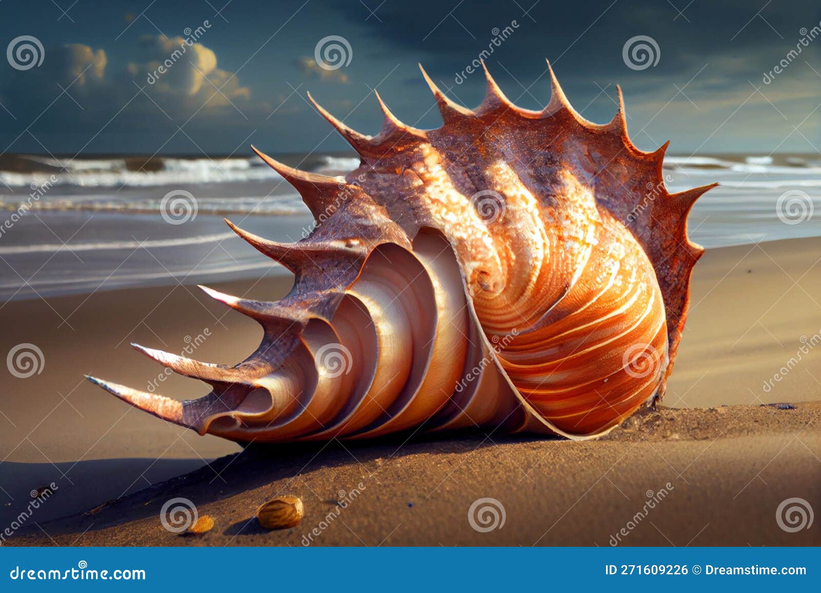 Big Sea Shell Murex on the Seashore. AI Generated Stock Illustration ...