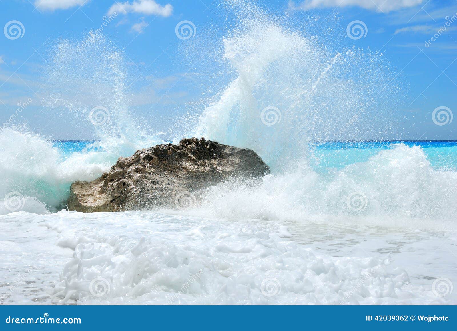 Big Sea Wave Breaking on the Shore Rocks Stock Photo - Image of energy ...