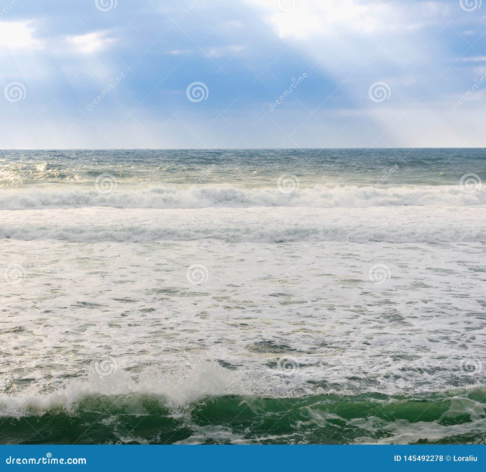 Big Sea Waves, Big Storm, Weather Elements on Background of Blue Sky ...