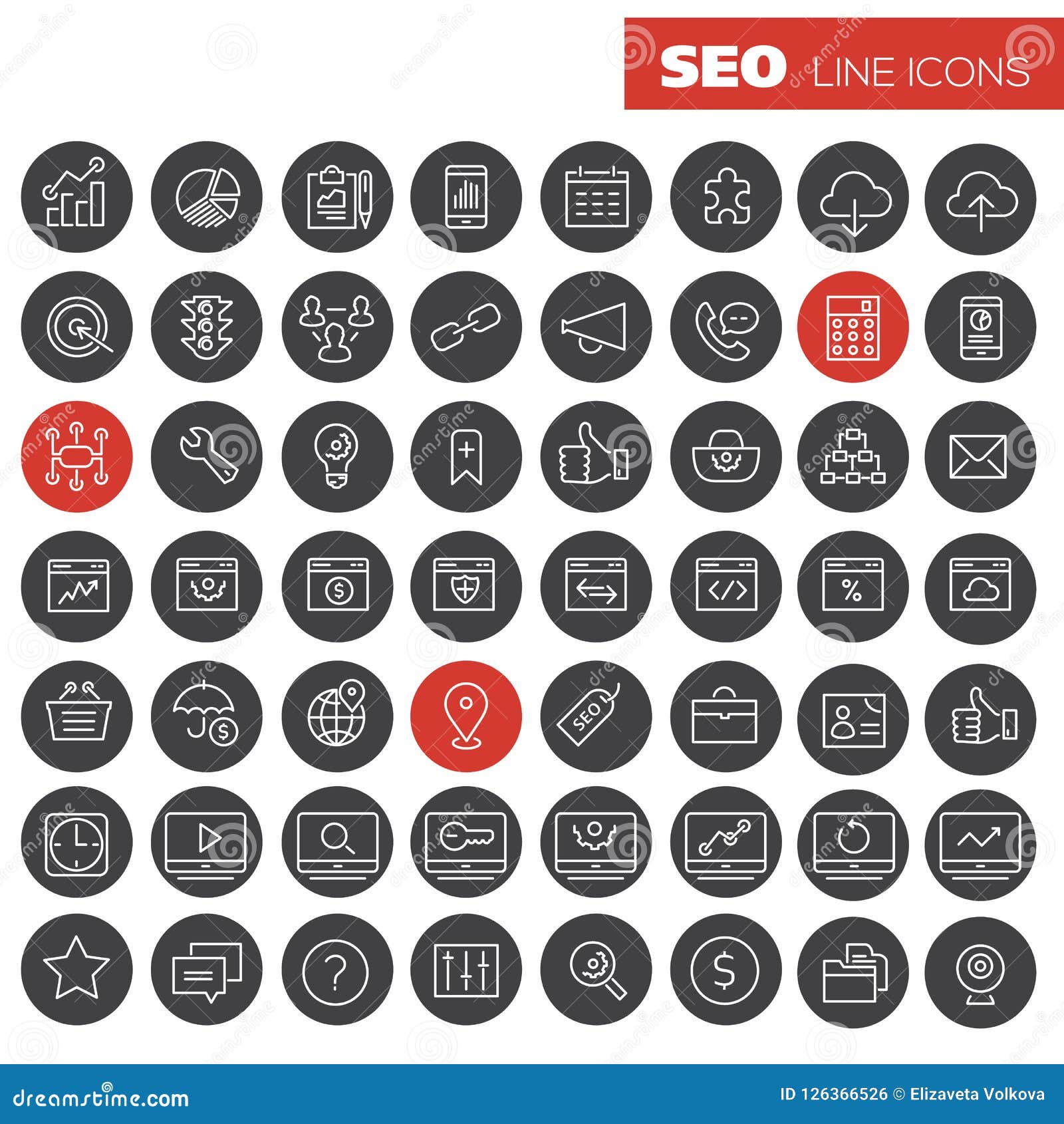 Big SEO icon set stock illustration. Illustration of optimization ...