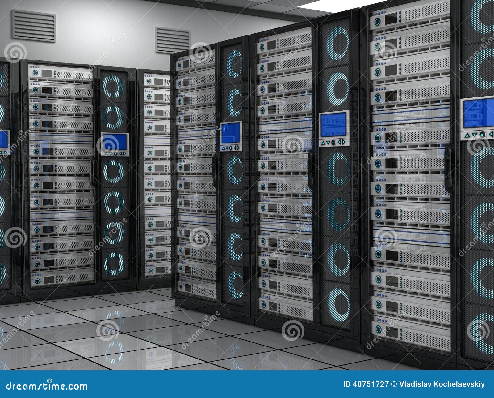 Big server room stock illustration. Illustration of technology - 40751727
