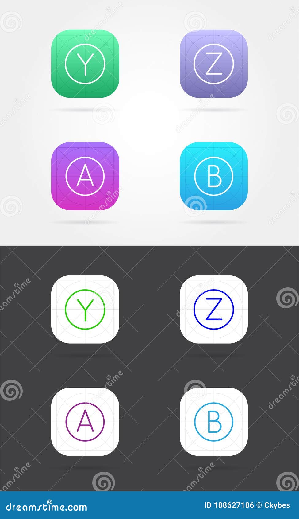 Big Set of App Icon Template with Guidelines. Stock Vector ...
