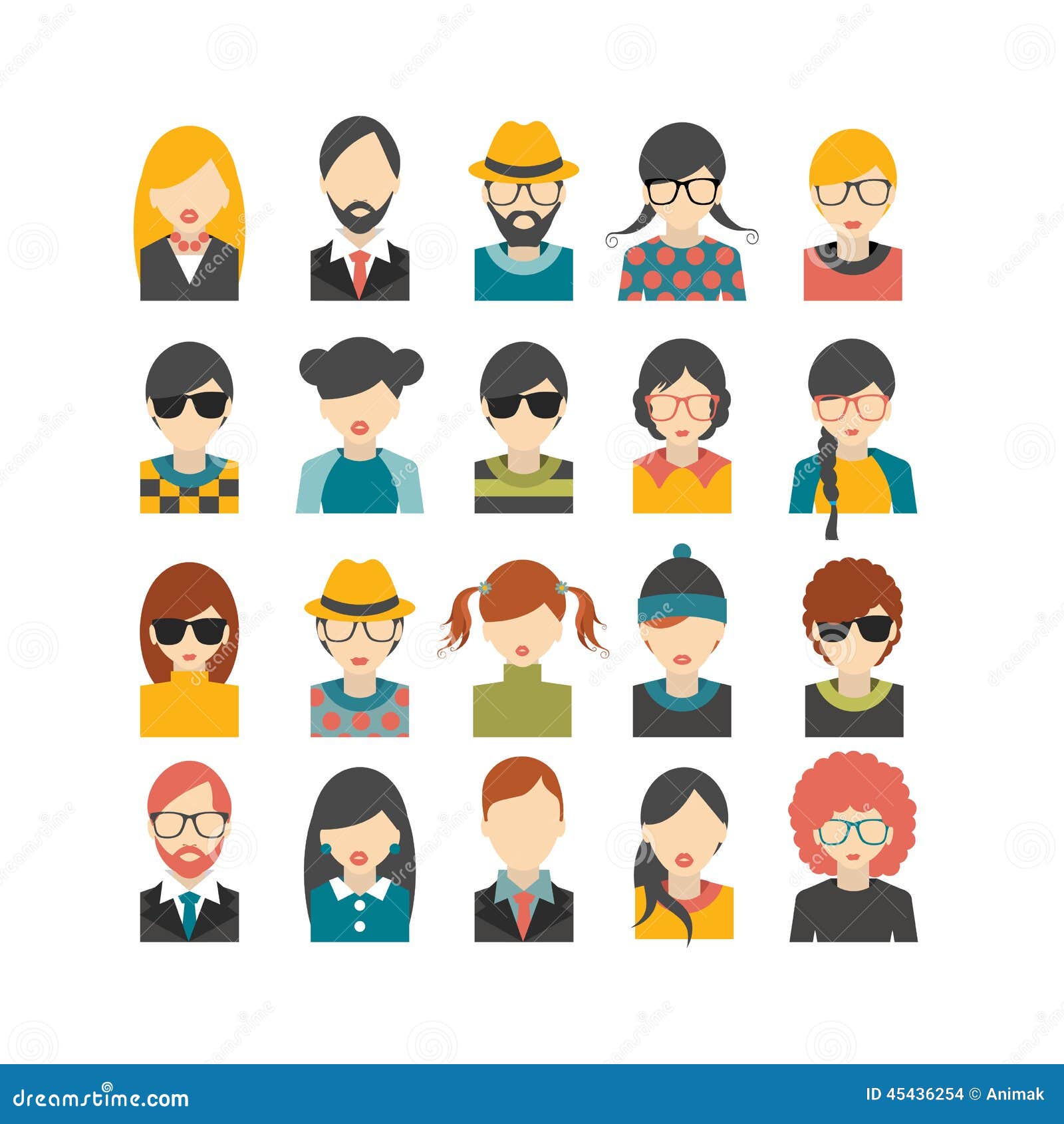 Big Set of Avatars Profile Pictures Flat Icons. Stock Vector ...