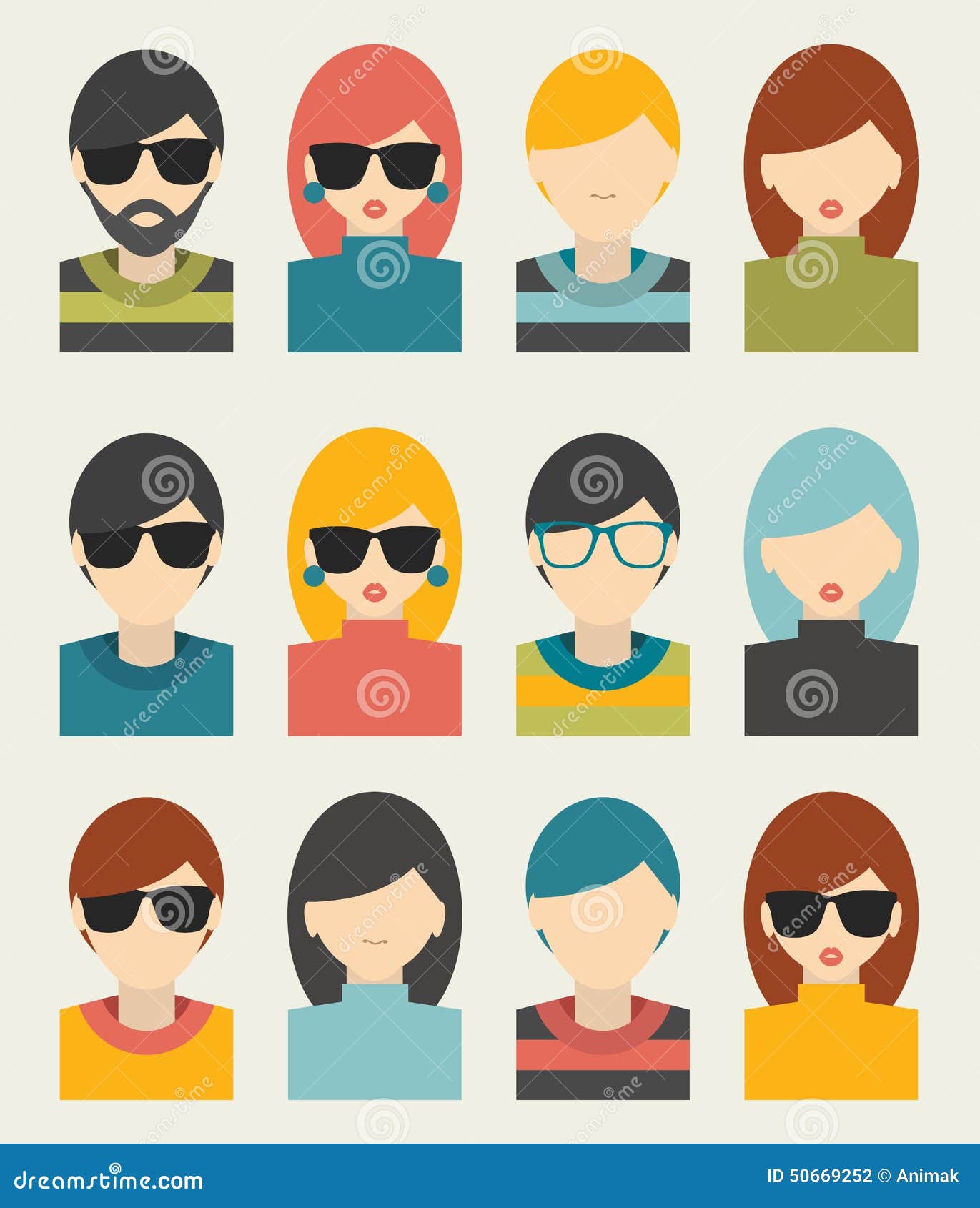 Big Set of Avatars Profile Pictures Flat Icons. Stock Vector ...