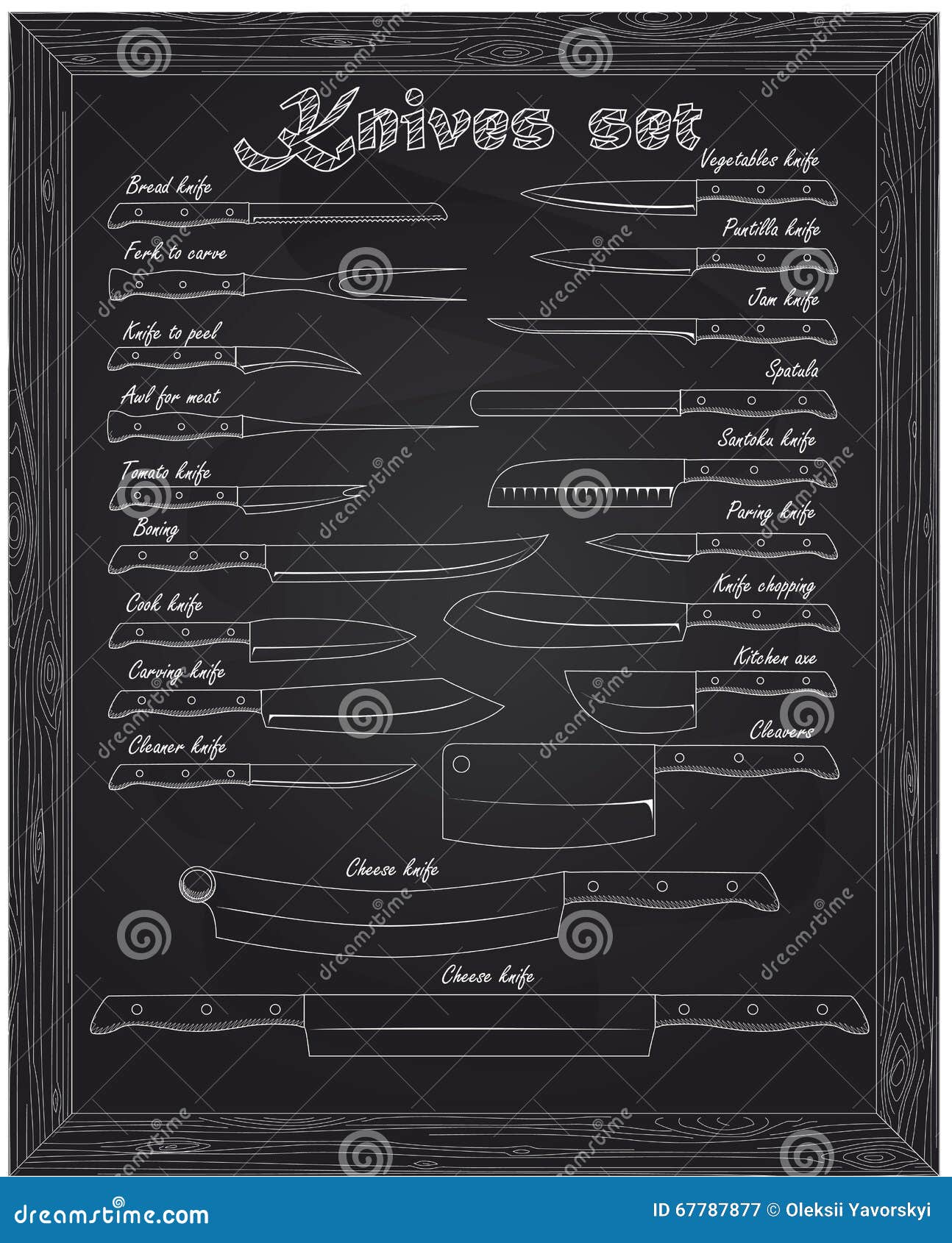 Big Set Beautiful Kitchen Knives Stock Illustrations – 2 Big Set ...