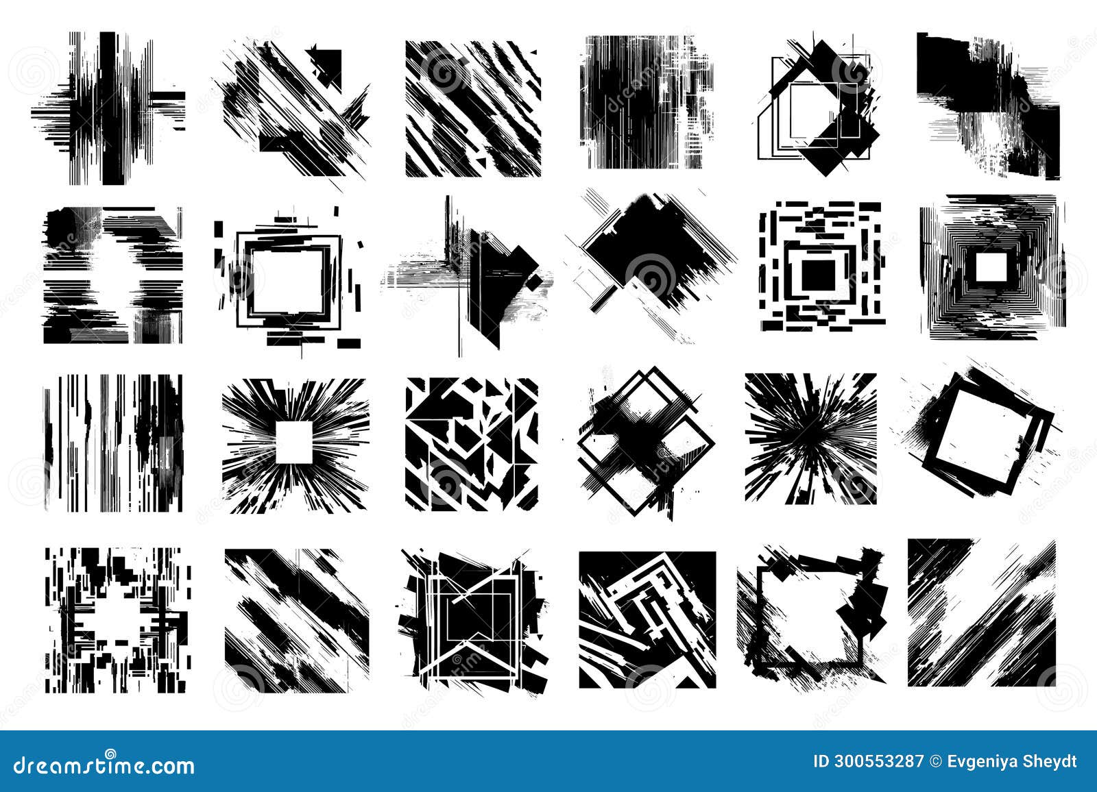 Big Set of Black Abstract Grunge Square and Different Shapes Templates ...