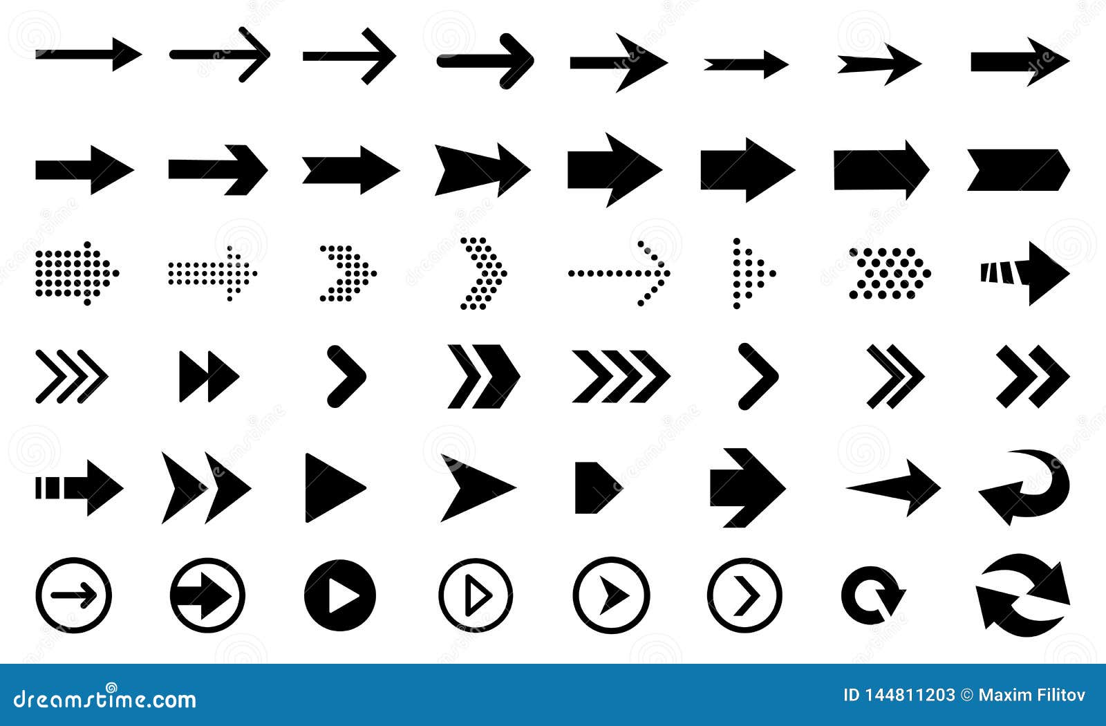Big Set of Black Arrows and Direction Pointers Stock Vector ...