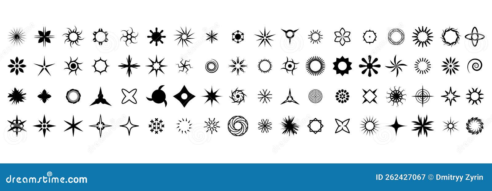 Big Set Black Collection Star Icons Sparkles Vector Symbols Shine ...