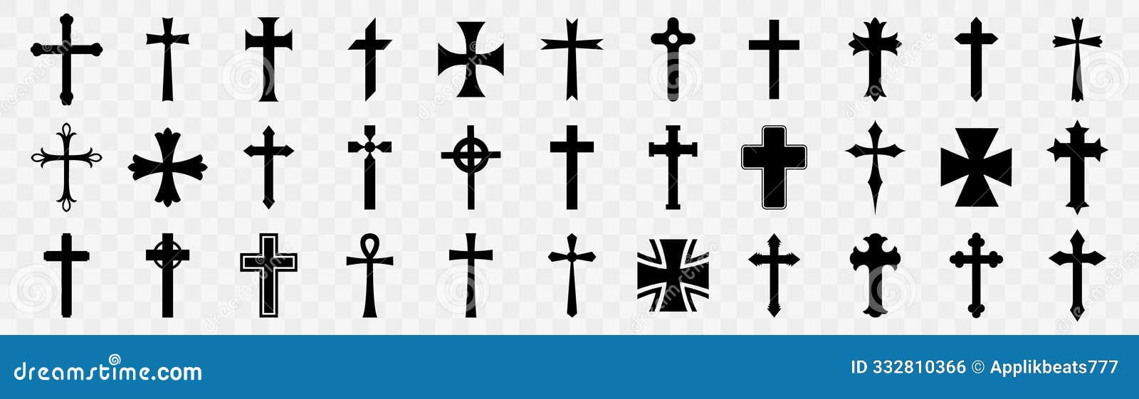 Big Set of Black Religious Cross Icon Stock Vector - Illustration of ...