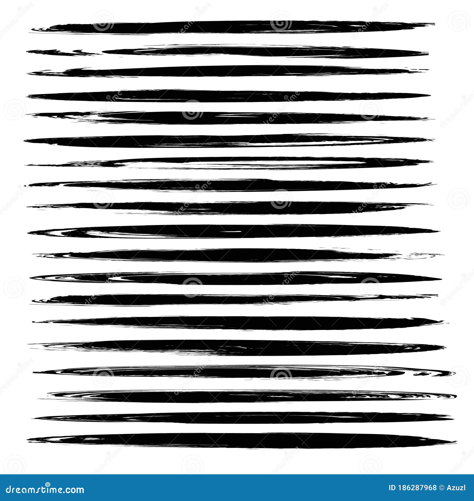 Big Set of Black Thin Abstract Long Smears Vector Objects on a White ...