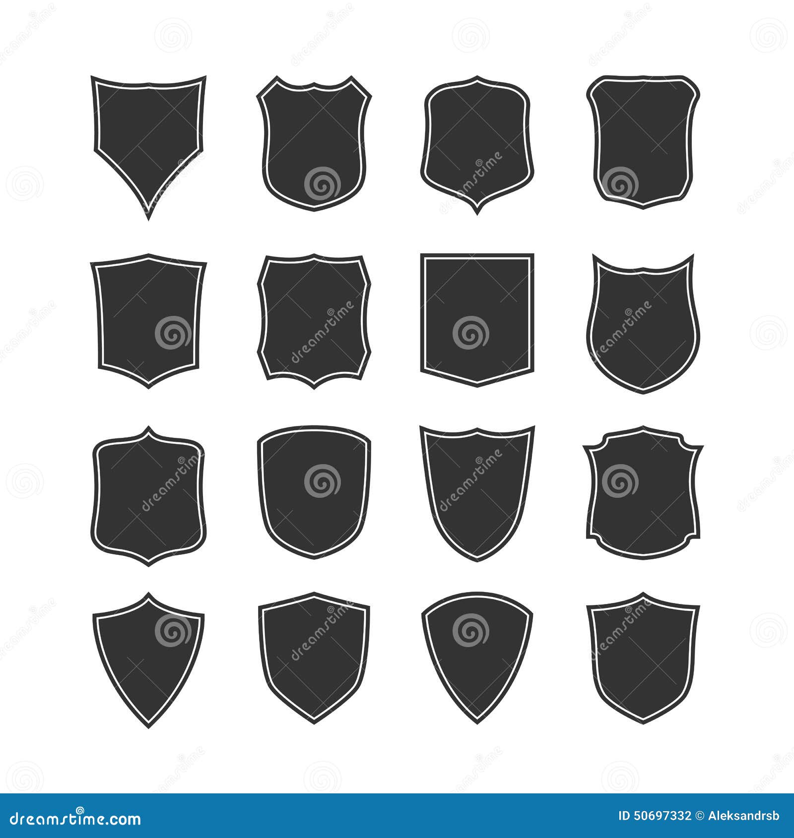 Big Set of Blank, Classic Shields Stock Vector - Illustration of ...