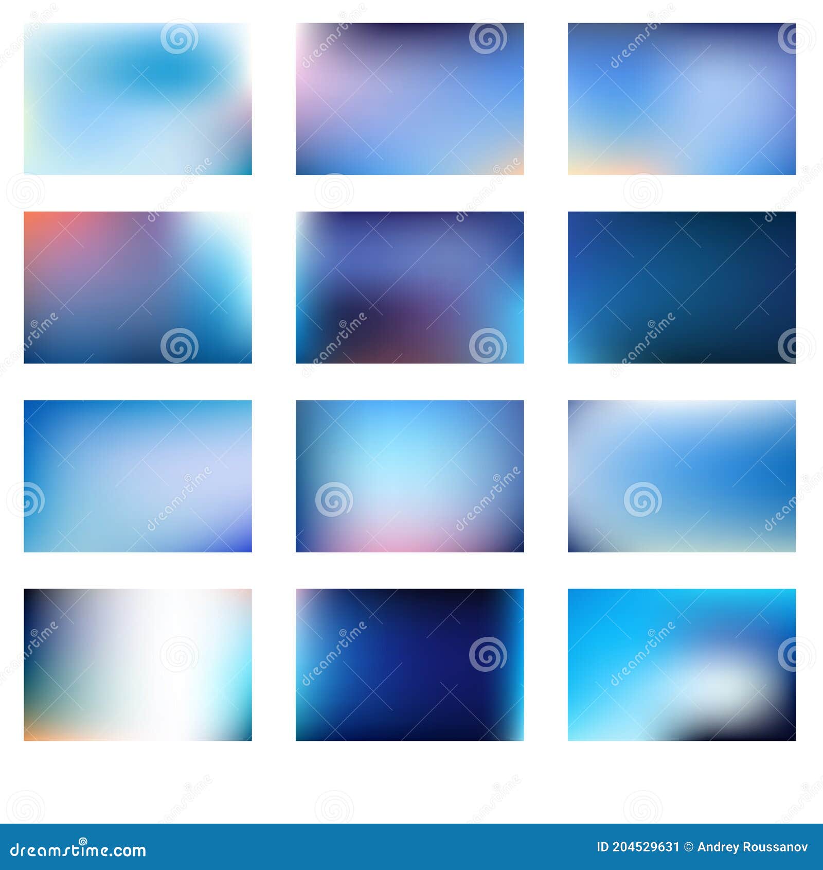 BIG Set of Blurred Nature Blue Backgrounds. Stock Vector - Illustration ...