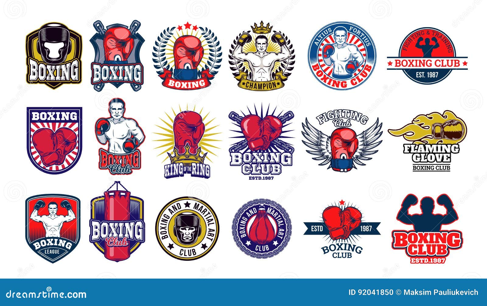 Boxing Badges Logos And Labels For Any Use Cartoon Vector ...