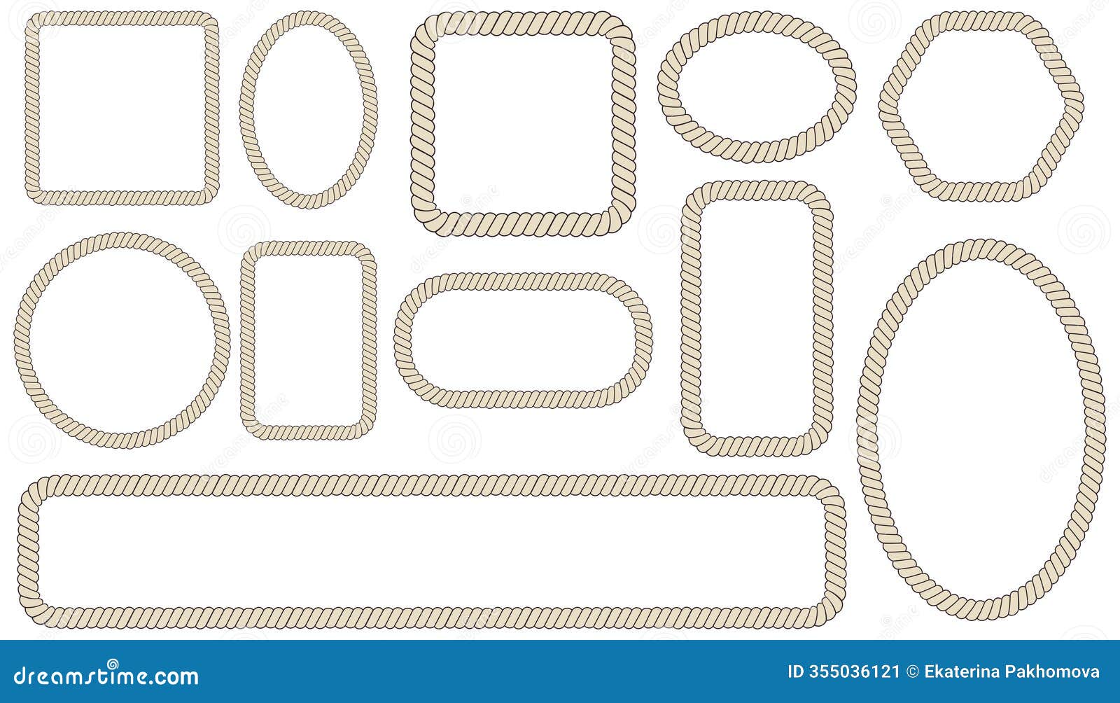 Big Set of Braided Rope Frames. Collection of Borders Stock ...
