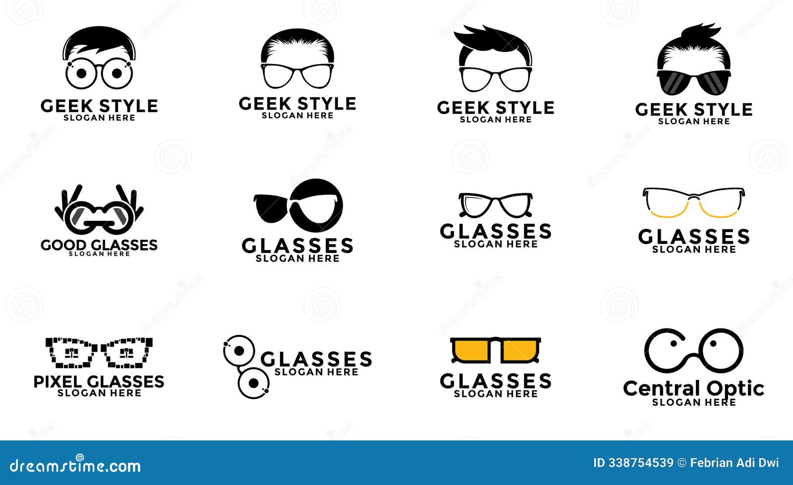 Big Set of Geeks and Nerds Vector Logo Template Stock Vector ...