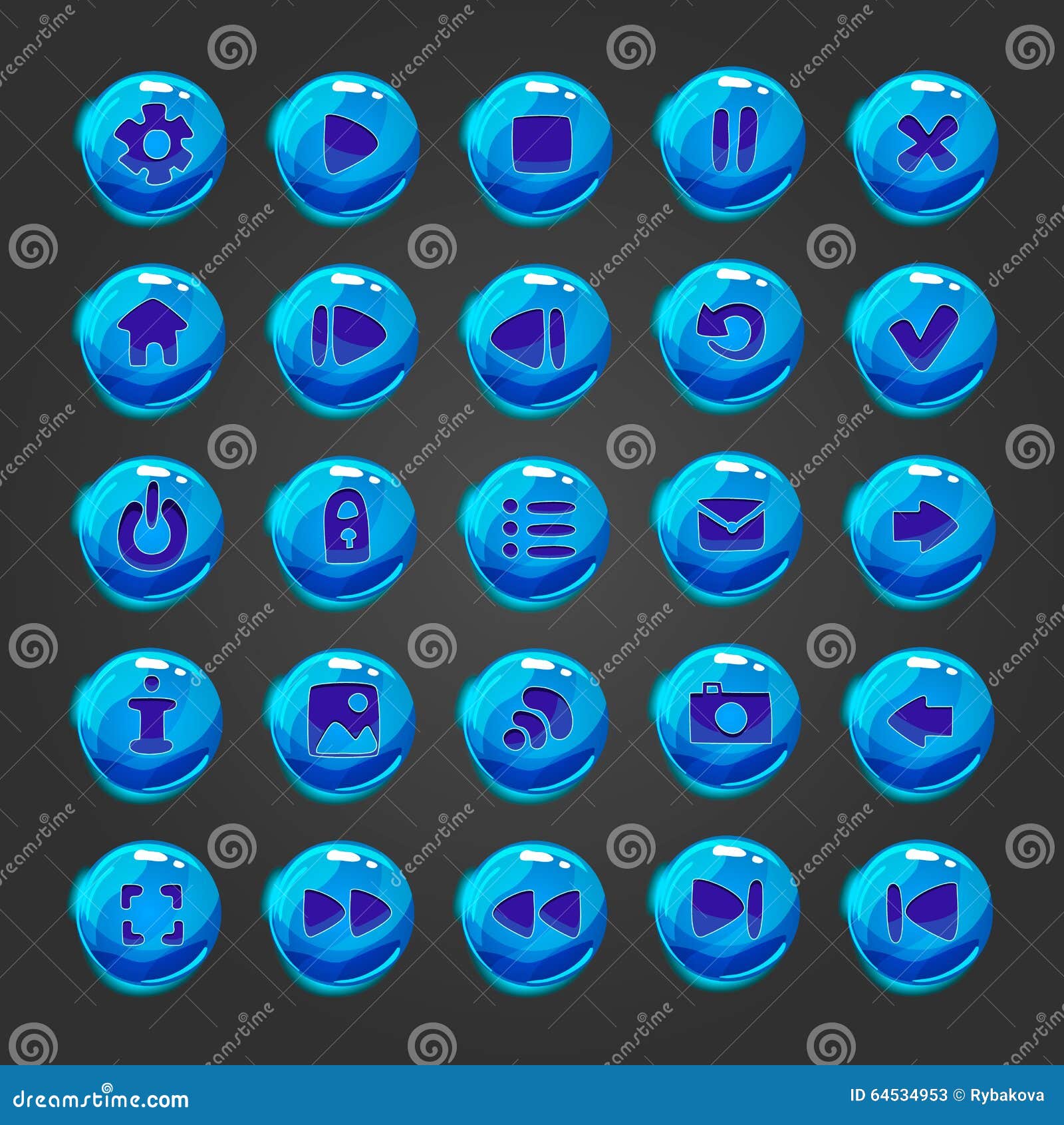 Big Set of Button for Game Design Stock Illustration - Illustration of ...
