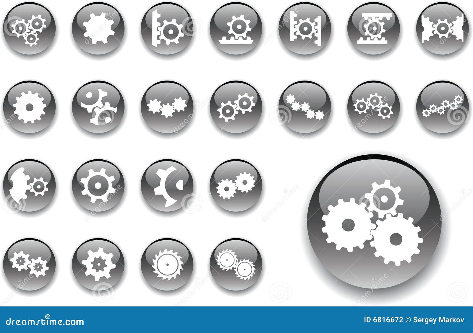Big Set Buttons - 6_A. Gears Stock Vector - Illustration of mechanism ...