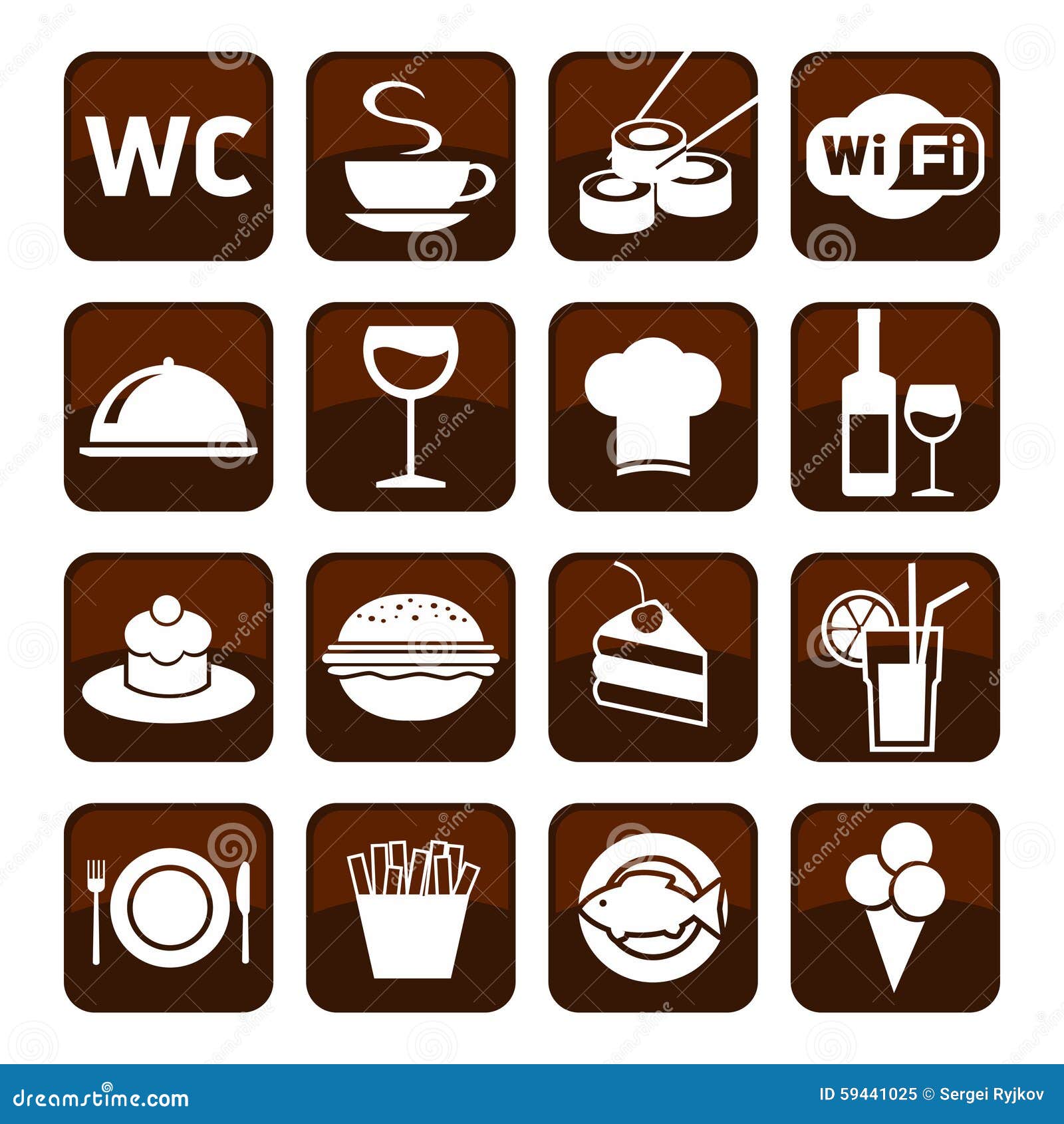 Big Set of Cafe and Restaurant Icons. Stock Vector - Illustration of ...