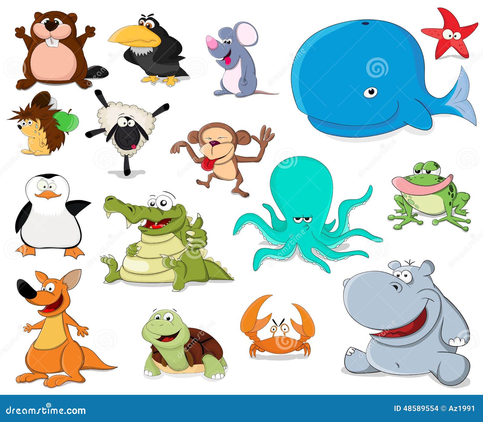 Big set of cartoon animals stock illustration. Illustration of animal ...