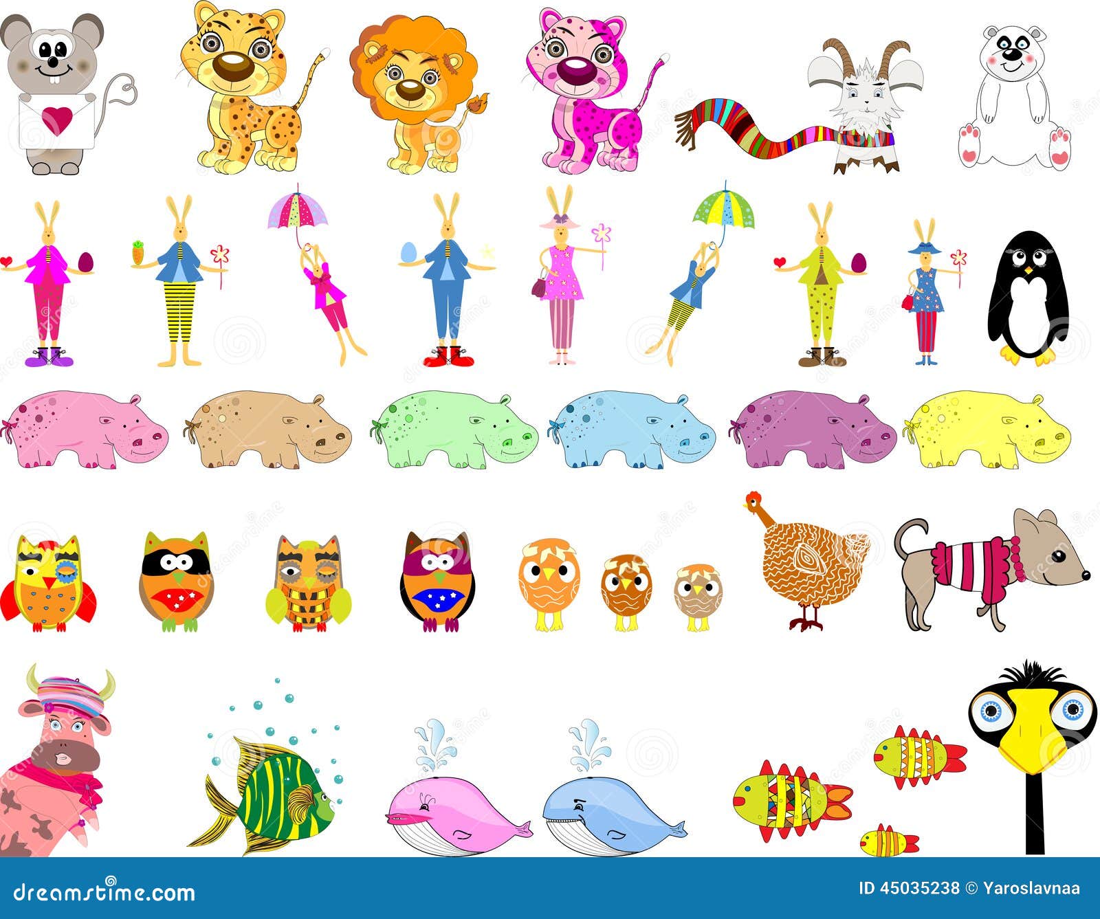 Big Set of Cartoon Animals, Vector Stock Illustration - Illustration of ...