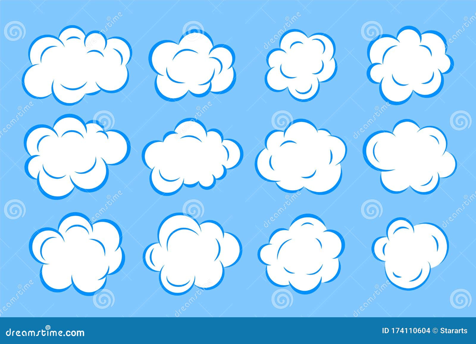 Big Set of Cartoon Clouds Style Design Stock Vector - Illustration of ...