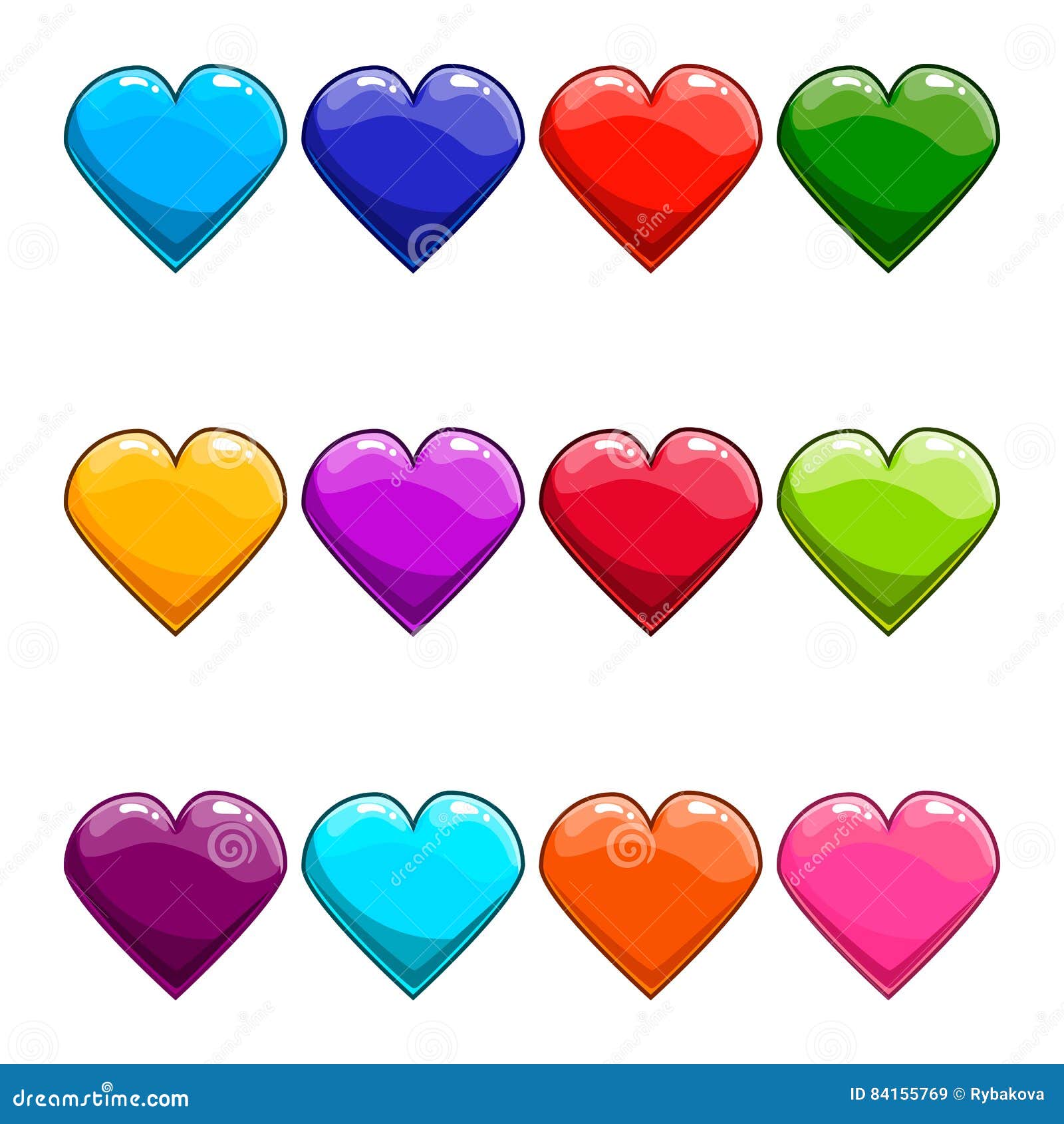 Big set with cartoon heart stock vector. Illustration of lovely - 84155769
