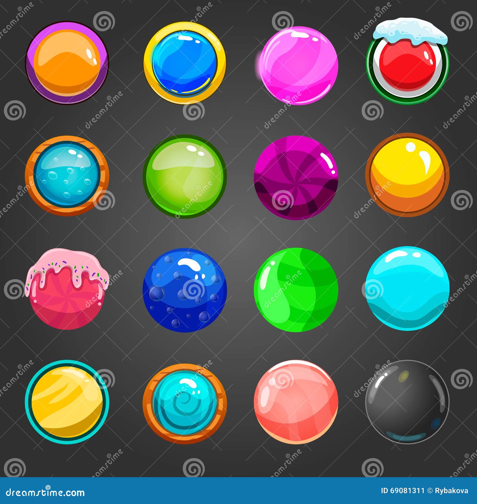 Big Set of Cartoon Shiny Bubbles Stock Illustration - Illustration of ...