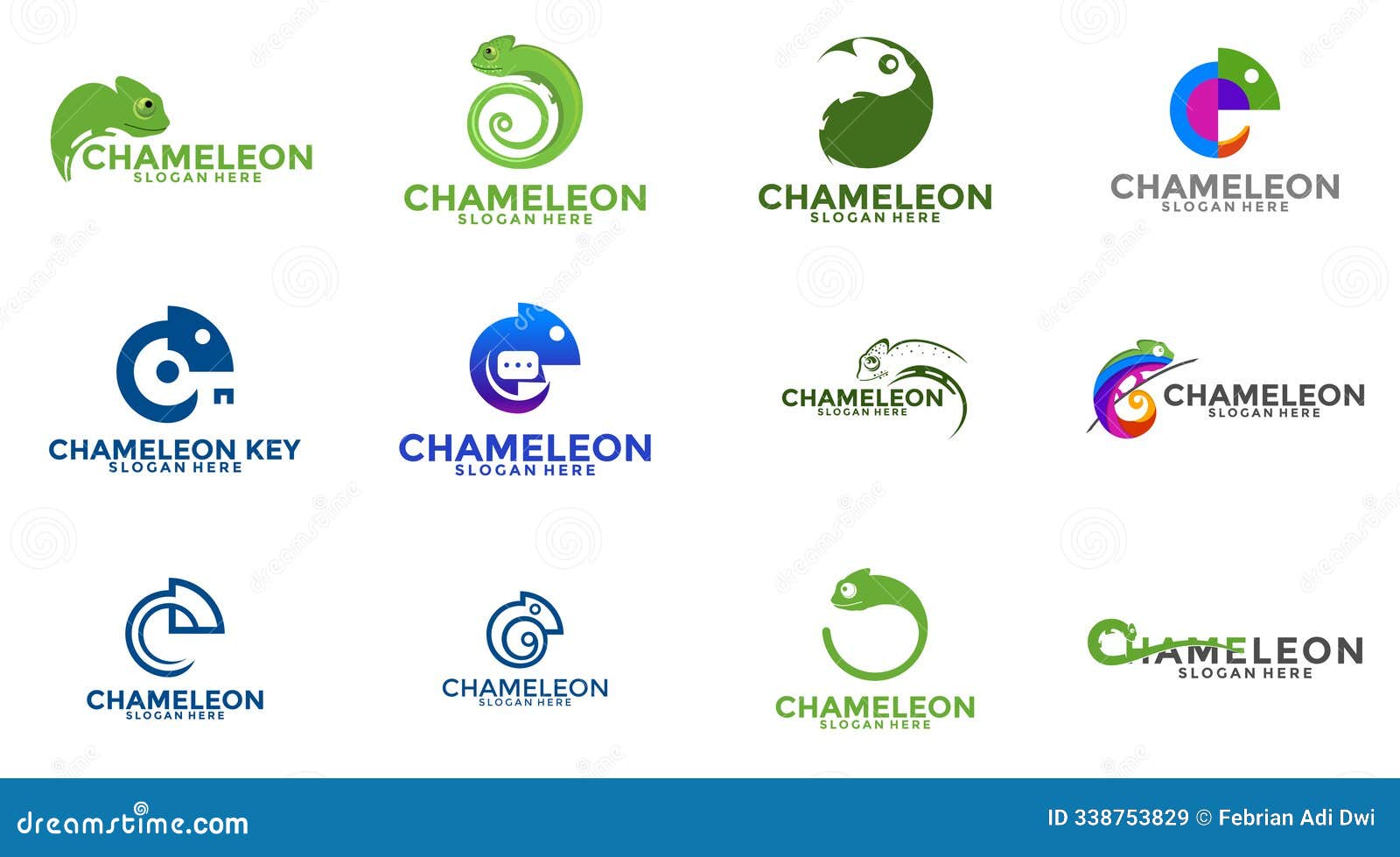 Set of Chameleon Logo Design Vector Illustration Stock Vector ...