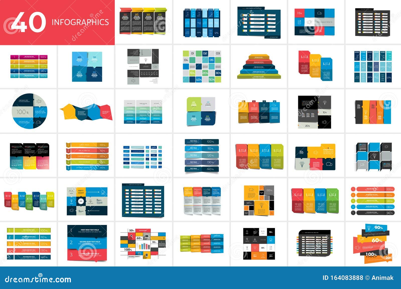 Big Set Of Tables, Schedules, Banners. Step By Step Infographic. Vector ...