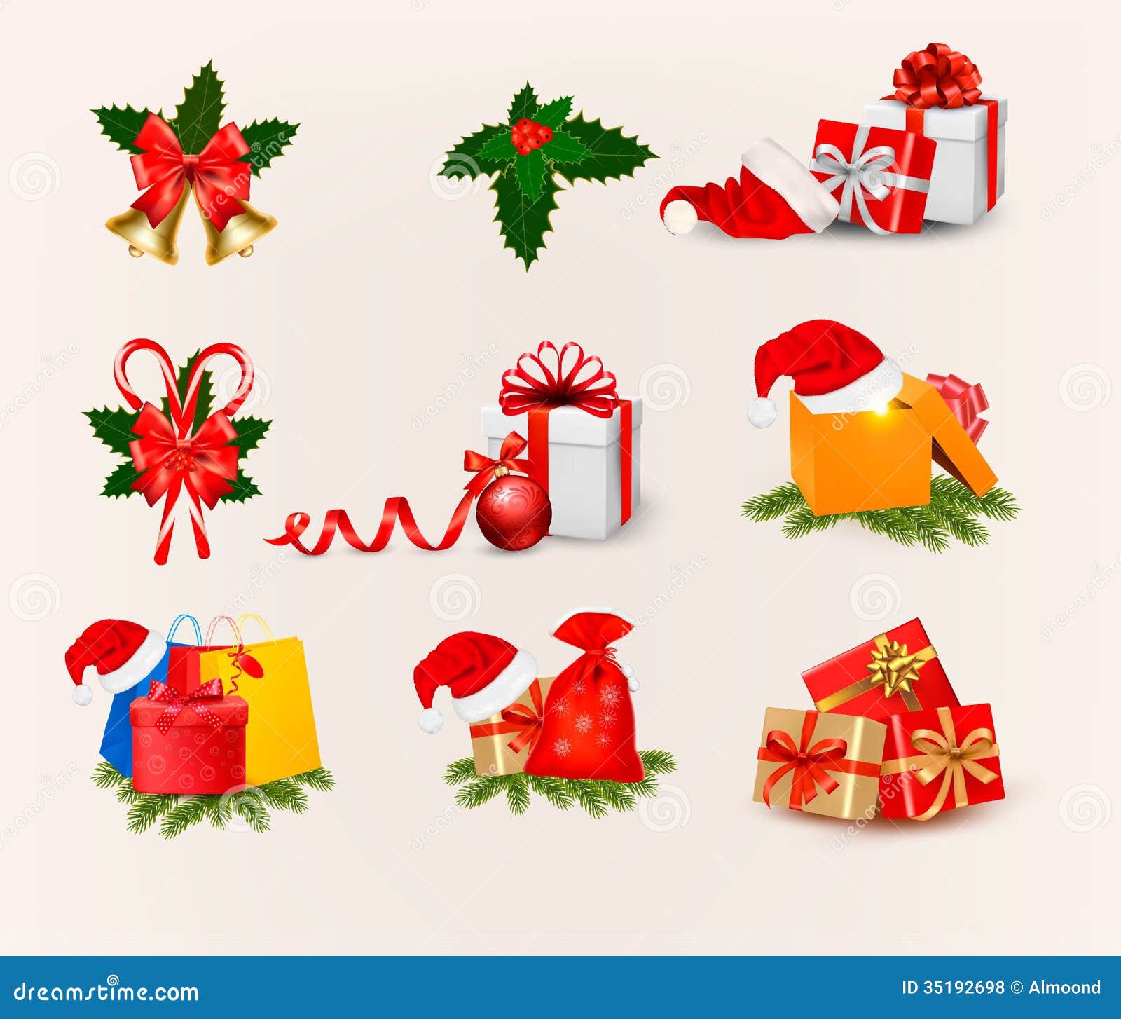 Big Set of Christmas Icons and Objects. Stock Vector - Illustration of ...